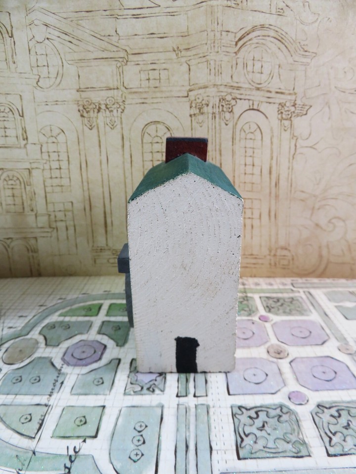 Handcrafted Vintage Wood Block Miniature Toy Houses 3 Buildings Hand ...