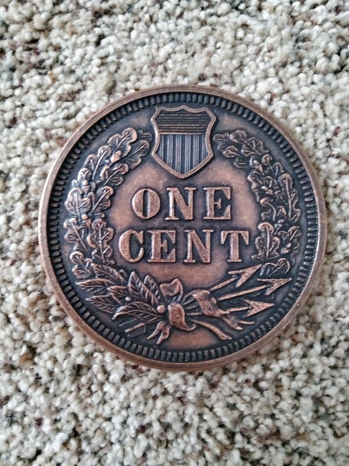LARGE 3" 1877 UNITED STATES OF AMERICA ONE CENT REPLICA COIN, VINTAGE ...