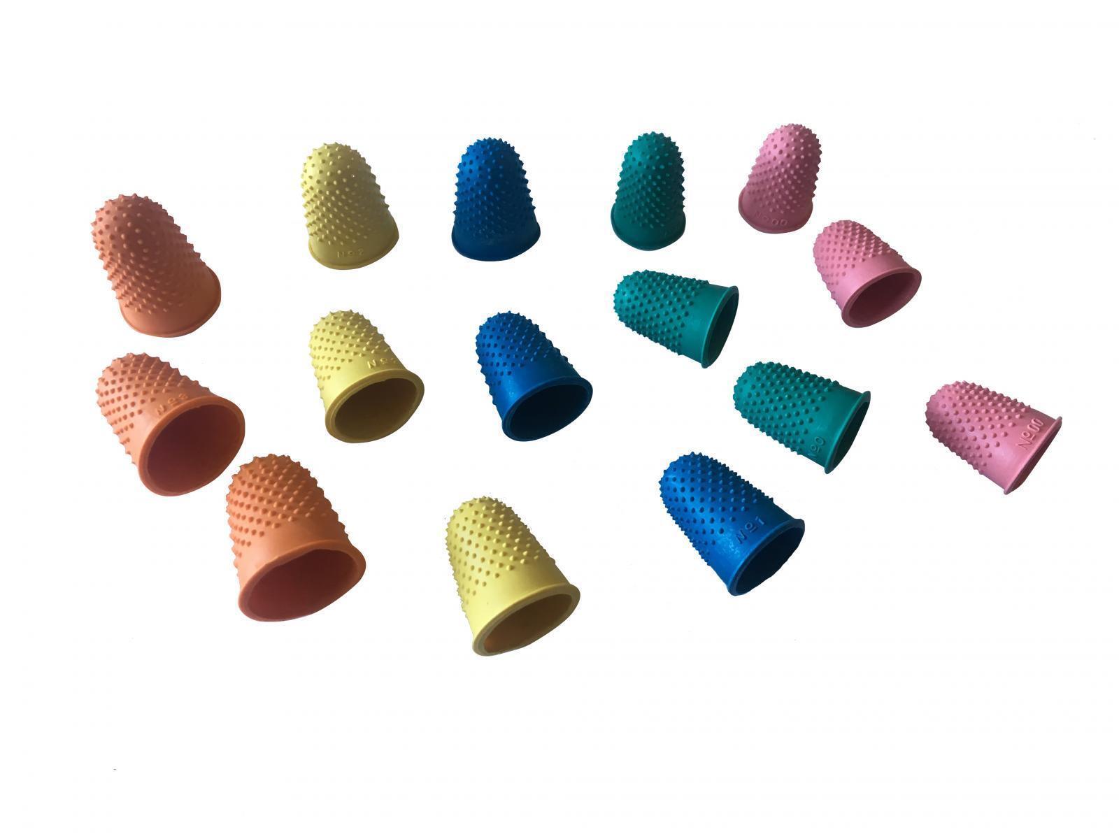 Pack of 15 Assorted Size Rubber Thimblettes - Coloured Thimble Finger ...