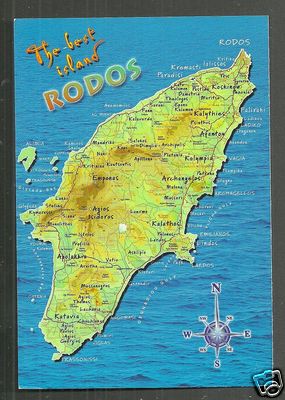 Map postcard Rhodes Rhodos Rodos Rodi Greece stamp | eBay