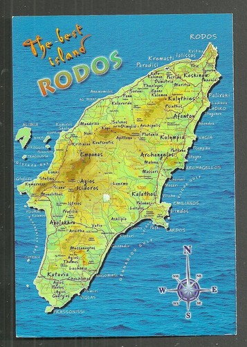 Map postcard Rhodes Rhodos Rodos Rodi Greece stamp | eBay