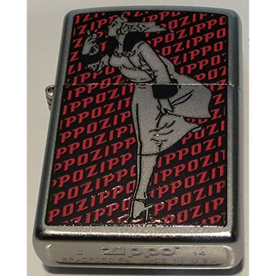 Zippo Windy Girl with Zippo Background Satin Chrome Windproof Lighter ...