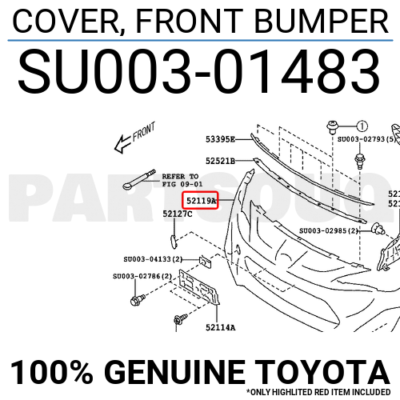 SU00301483 Genuine Toyota COVER, FRONT BUMPER SU003-01483 | eBay