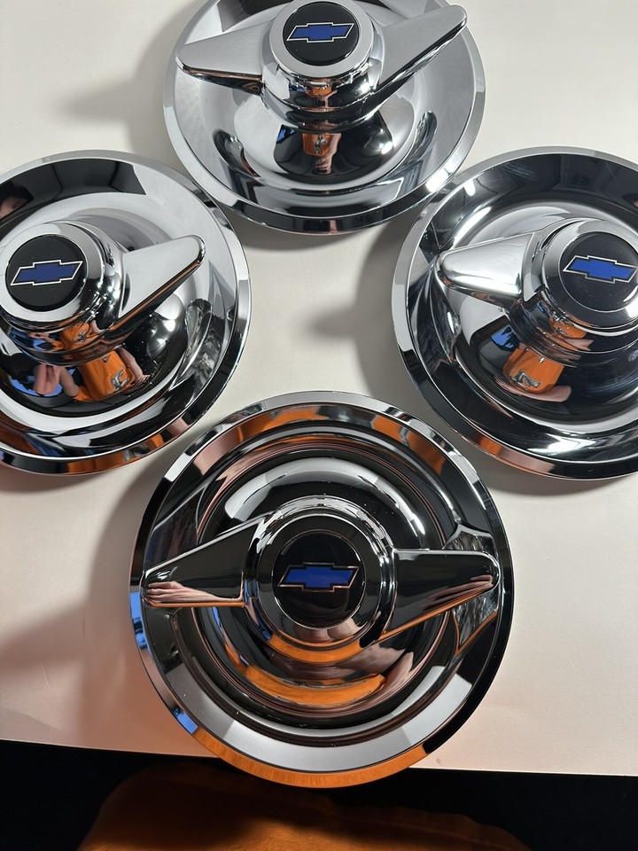 (4) 2 BAR SPINNERS CENTER CAPS FOR CHEVY RALLY WHEELS 7", BBC LOGO | eBay