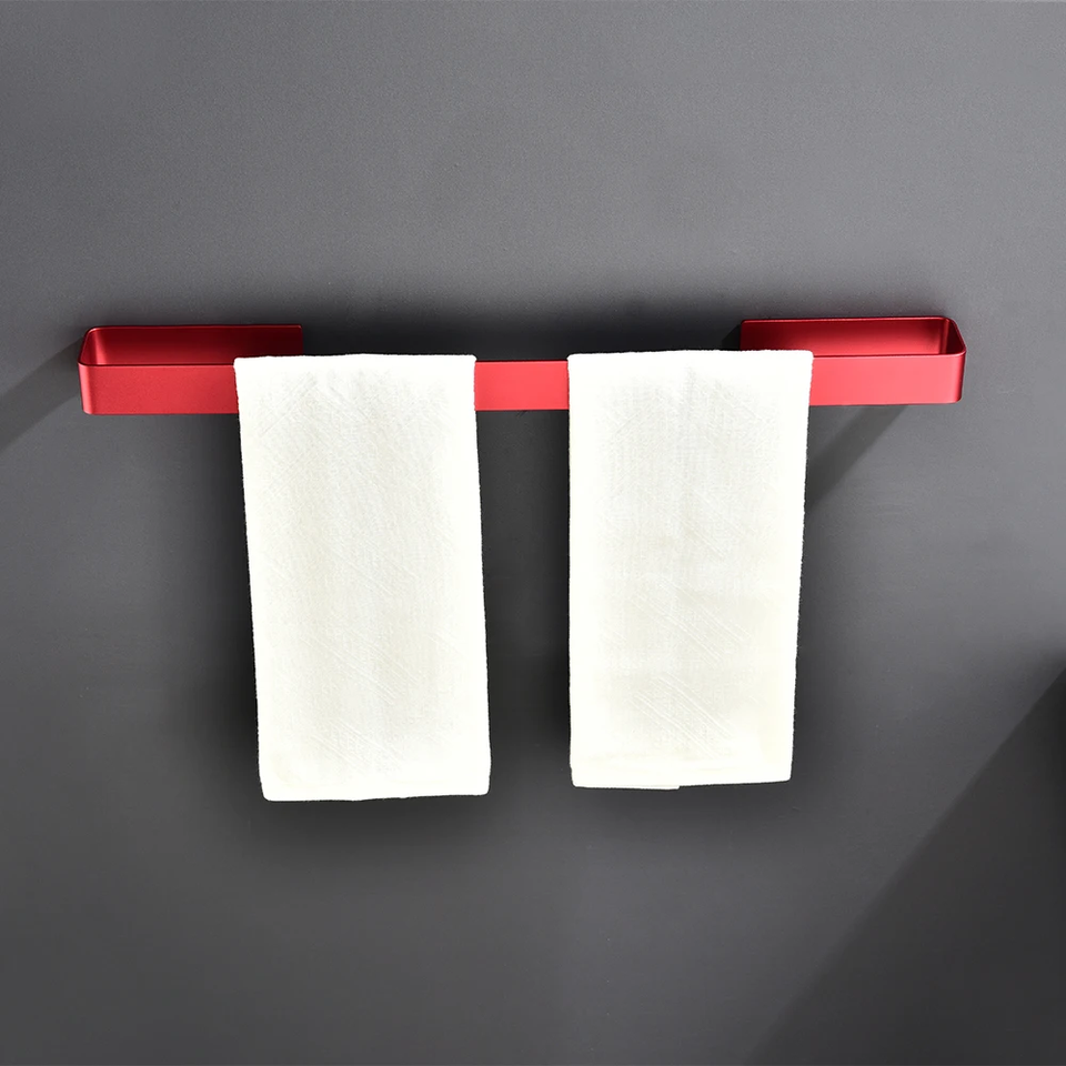 Aluminum Towel Holder Black Towel Bar Free Punch Towel Hanger 3M Tape ...