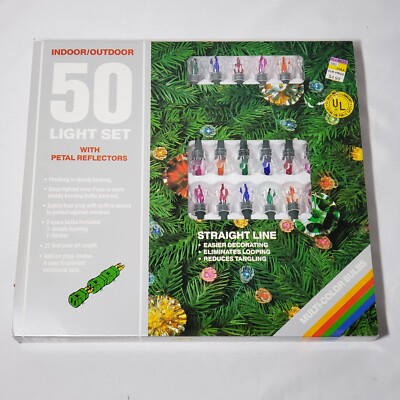 Vintage Indoor/Outdoor 50 Multi-Color Christmas Light Set w/Petal ...