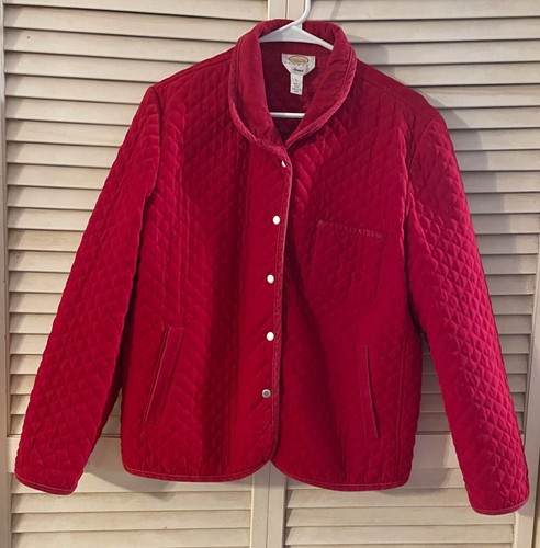 Talbots Red Quilted Barn Jacket Petite Large L - Gem