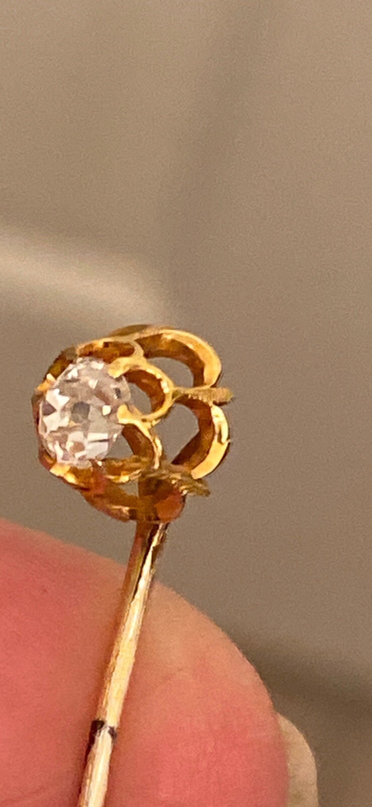 Antique 18k 10k Gold Mine Cut Diamond Stick Pin Cool … - Gem