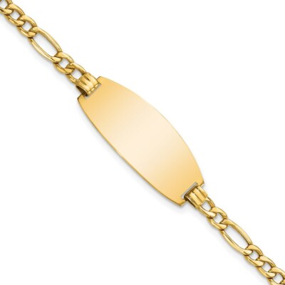 Real 14kt Semi-solid Oval Figaro ID Chain Bracelet; 8 inch | eBay