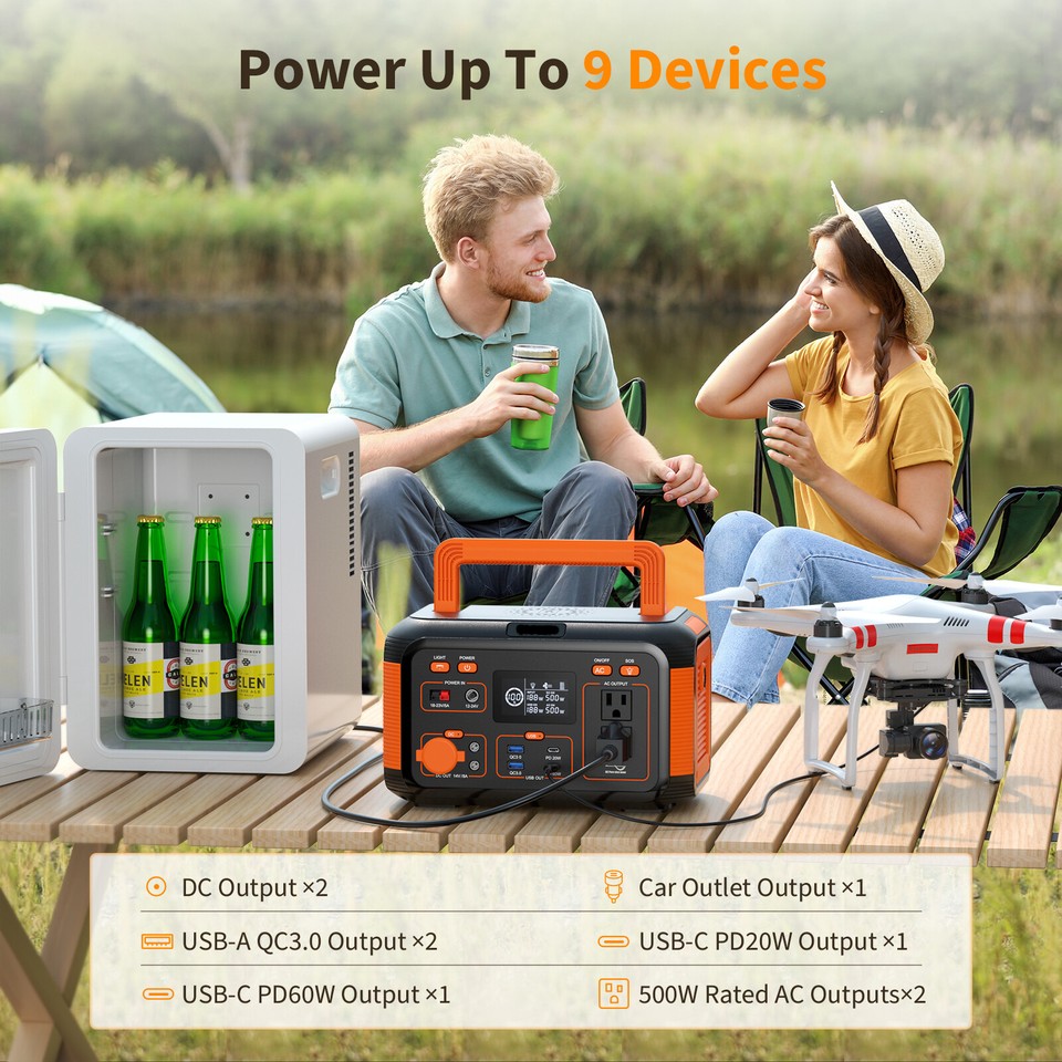 Peak 1000W Power Station Portable Solar Generator RV Camping Backup ...