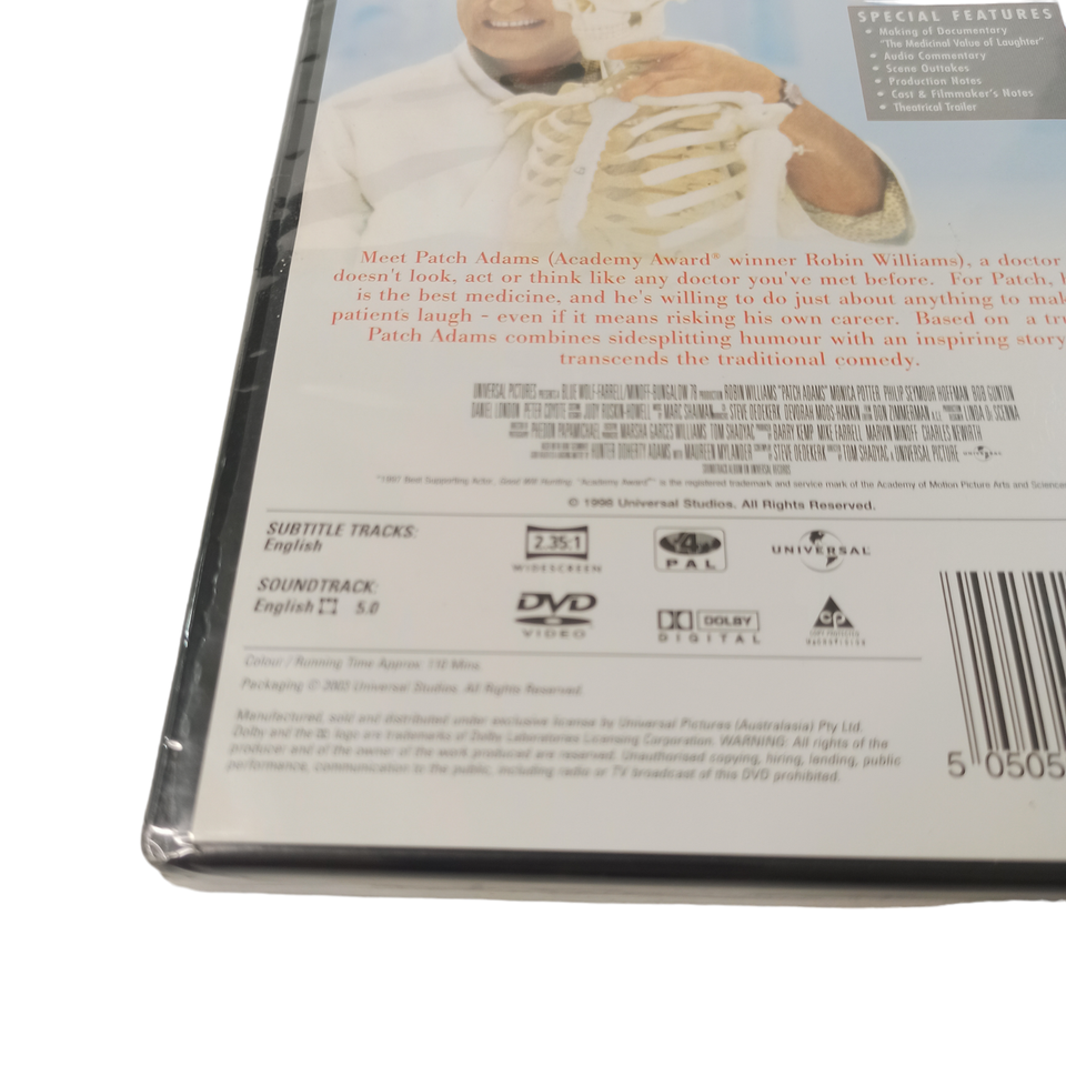Patch Adams DVD Movie Drama Comedy Medical School Doctor Robin Williams ...