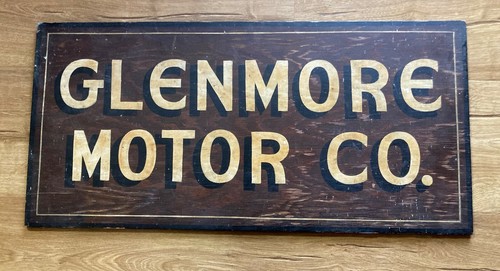 Vintage Wood Art Deco 1930s 1940s Glenmore Motor Co Dealer Sign Chevy ...