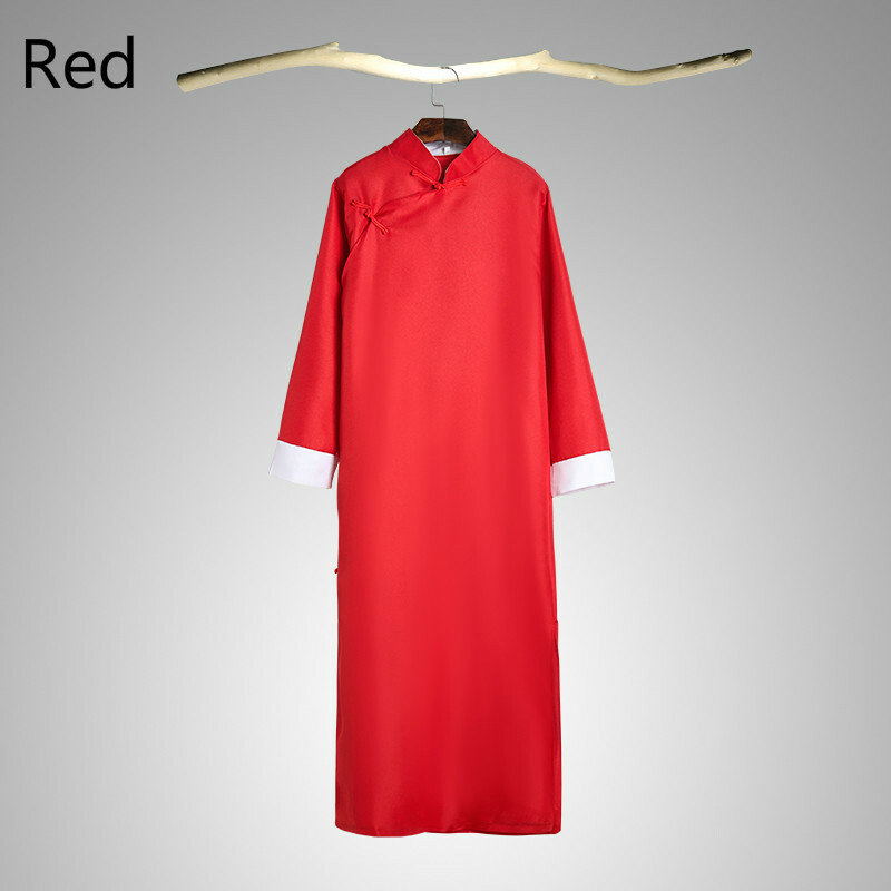 Men Chinese Traditional Robes Crosstalk Coat Tang Suit Kung Fu Tai Chi ...