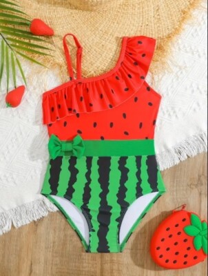 NEW Watermelon Girls Ruffle Swimsuit Bathing Suit | eBay