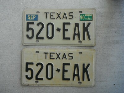 Pair 1990 Texas License Plate Tag | eBay