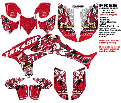 TRX450R Graphics 06-07 DFR Logo Bomber Red Full Wrap Honda TRX 450R ATV ...