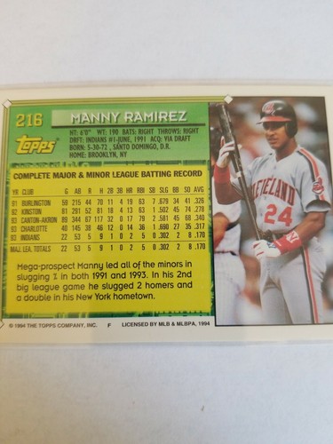 1994 Topps - Future Star Manny Ramirez #216 for sale online | eBay