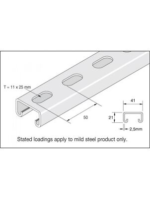 Unistrut Slotted Channel Pre-Galvanised 3 Metres 41x21 P3300T10X3 ...