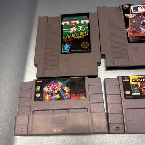 Lot Of 4 Video Games SNES And NES Tetris Pinball MLB 10 Yard Fight | eBay
