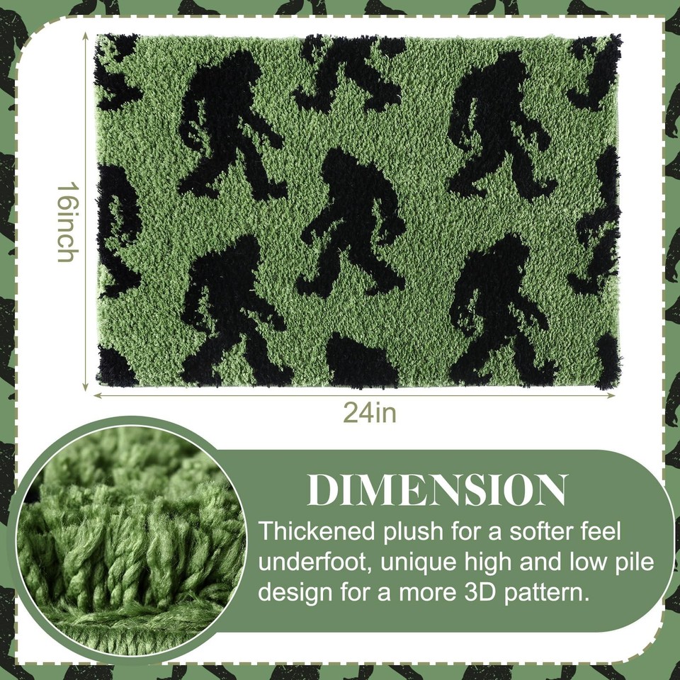 Bigfoot Sasquatch Gifts Funny Green Bigfoot Bathroom Mat 16" x 24" Non ...