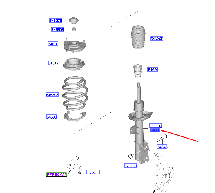 54651N7000 FRONT RIGHT SHOCK ABSORBER / 54651N7000 / 17448972 FOR ...
