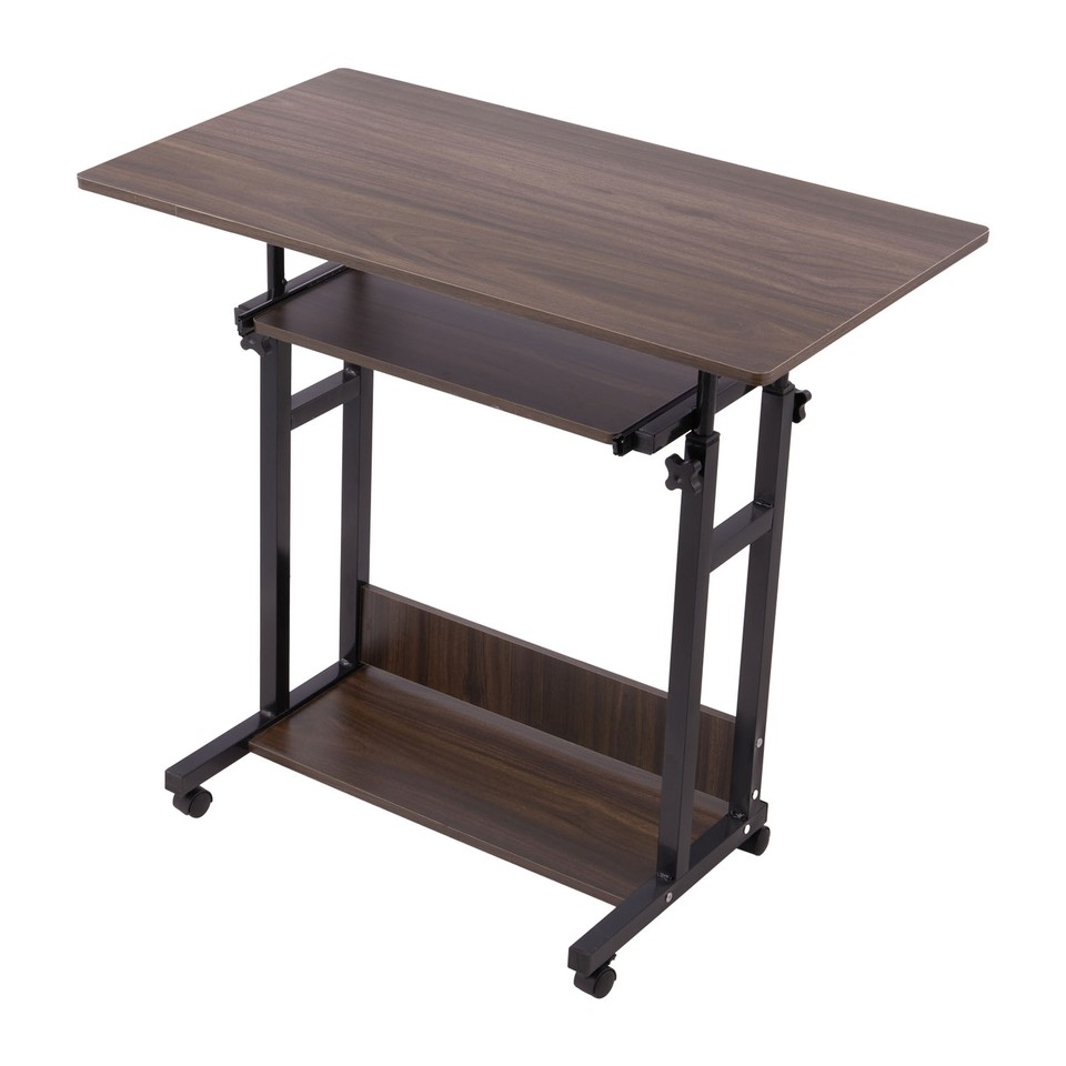 Adjustable Height Mobile Computer Table Laptop Desk Keyboard Tray ...