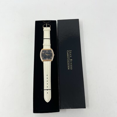 Joan Rivers Classics Collection Quartz Watch Leather Rose Gold Black ...