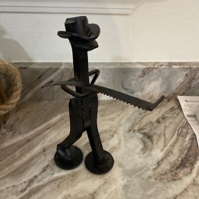 Railroad Spike Sculpture spikeman metal art 10.5”tall Lumberjack With ...