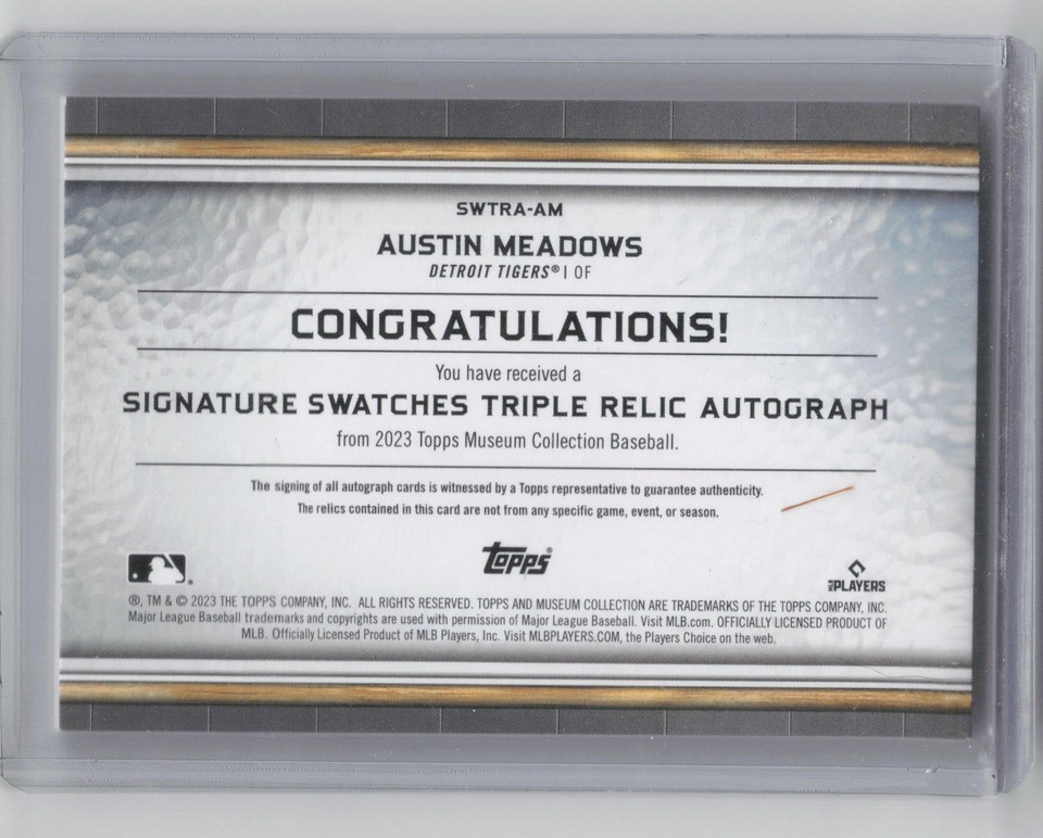 2023 Museum Collection #SWTRA-AM Austin Meadows Triple Relic Auto #/399 ...