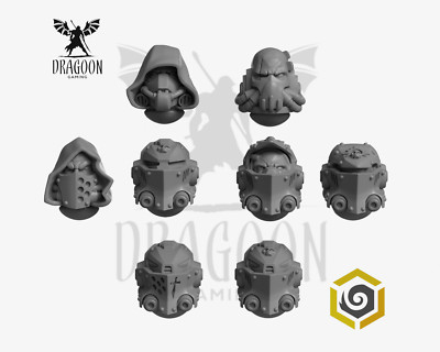 Space Knight Templar Heads. Conversion Bits For Prime 28mm Scale Sci-fi ...