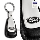 Ford Tear Drop Authentic Black Leather Key Fob Keyring Keychain Tag ...