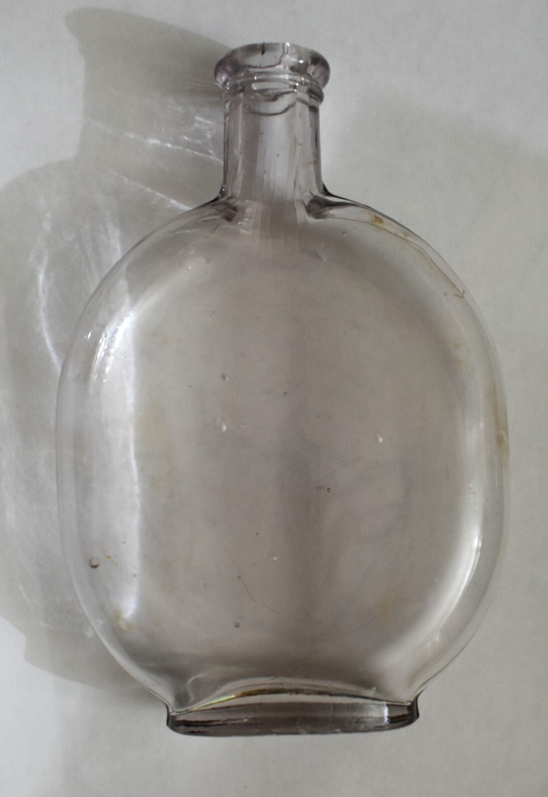 ANTIQUE PUMPKIN SEED FLASK BOTTLE CLEAR Light Tint NICE CONDITION 12 oz ...