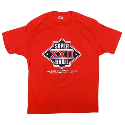 Vintage 1988 Super Bowl XXII Logo Redskins Broncos Trench T-Shirt Men's ...