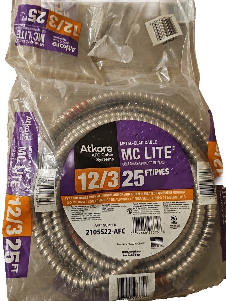 AFC ATKORE Cable Systems 2105S22-AFC 25 ft. 3 Conductor Aluminum Metal ...