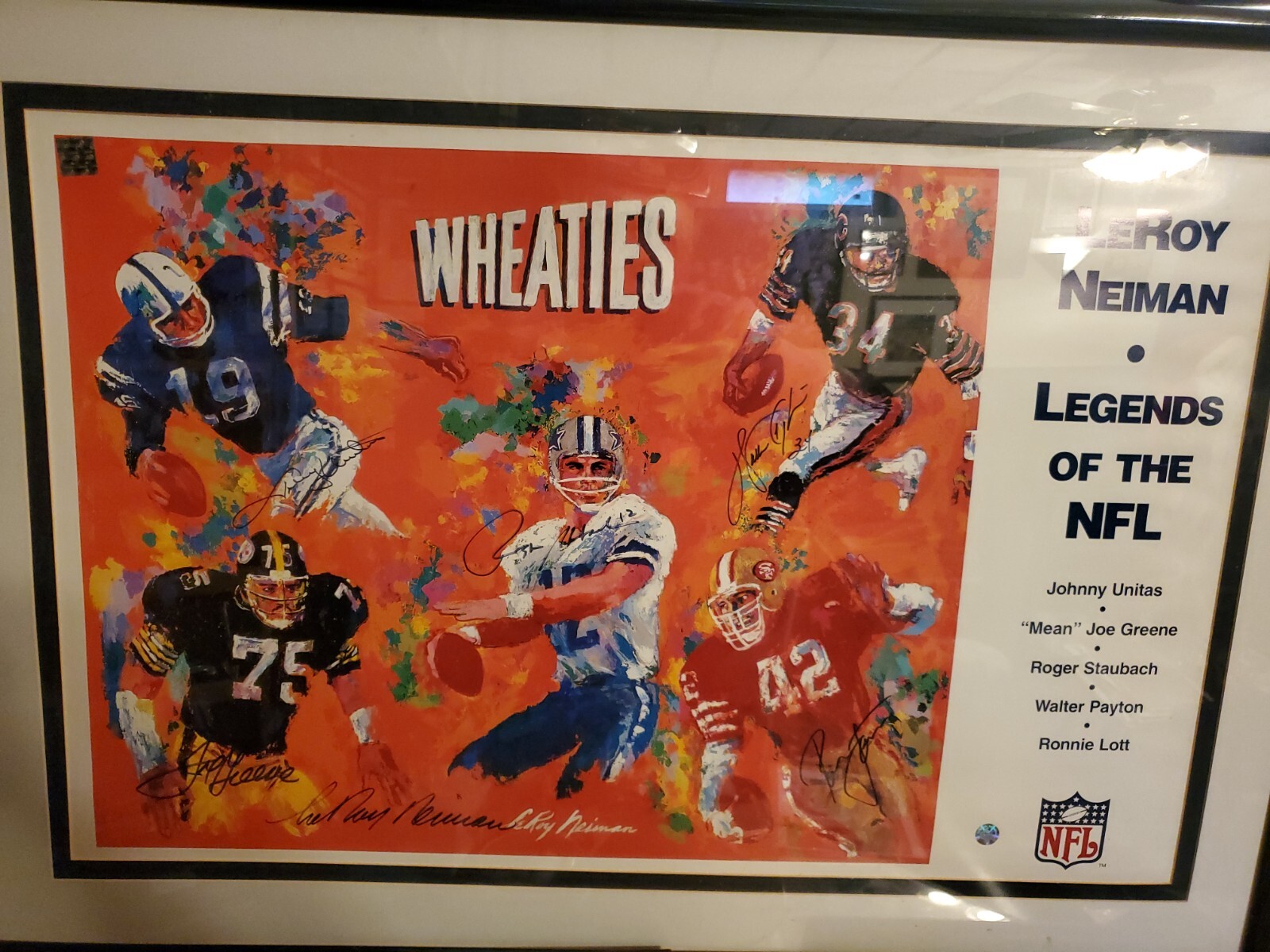 LEROY NEIMAN LEGENDS OF THE NFL- JOHNNY UNITAS, WALTER PAYTON, RONNIE ...