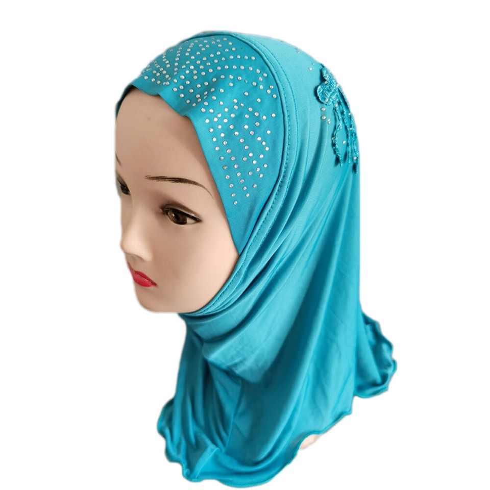 Kids Girls Muslim Turban Islamic Hijab Arab Underscarf Headwear Shawl ...