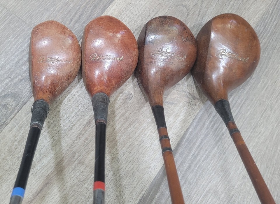 4 Antique Vintage Spalding Bobby Jones Golf Clubs Driver Brassie Spoon ...