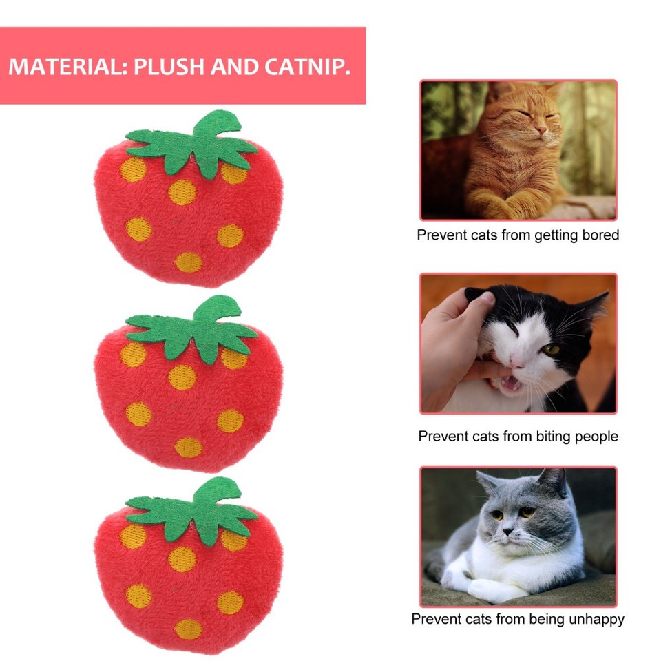 10 Pcs Cat Toy Strawberries Strawberry Fruit Nap Toys Interactive ...