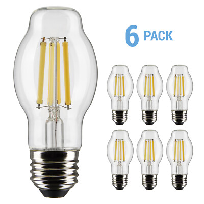 6 Pack Satco S21334 LED Filament 120V 8W BT15 Medium E26 Clear 2700K ...