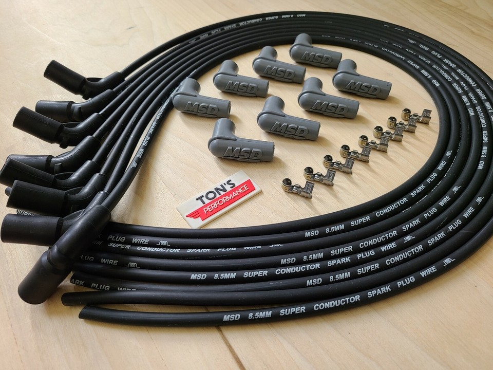 42" GM LT LT1 Universal MSD Black 8.5mm Cut to Fit Spark Plug Wire Kit ...