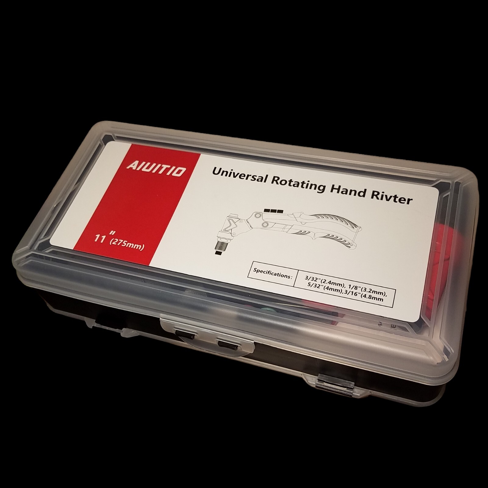 Universal Rotating 11" Hand Riveter Gun Rivet Tool Kit in Case w 200 pc ...