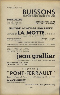 1947 Mini Poster French Wine AD Anjou Buissons La Motte Jean Grellier ...