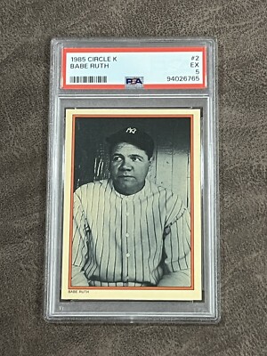 1985 Circle K TCG Babe Ruth #2 PSA 5 EX HOF New York Yankees Legend ...