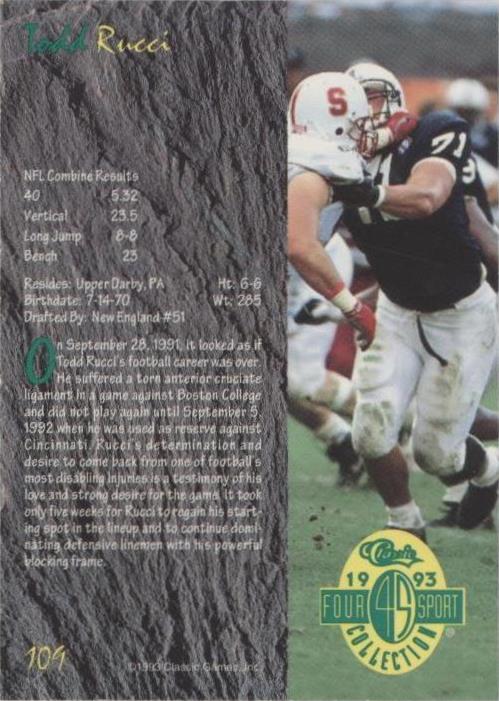 1993 Classic Four Sport Collection Todd Rucci #109 for sale | eBay