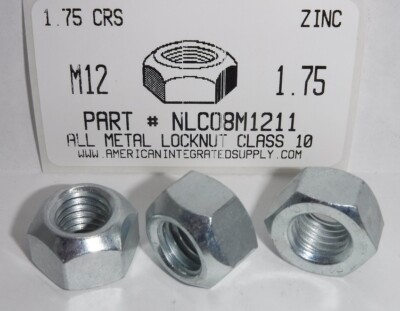 M12-1.75 HEX CONE TOP LOCK NUTS CLASS 10 STEEL ZINC PLATED D980V (10 ...
