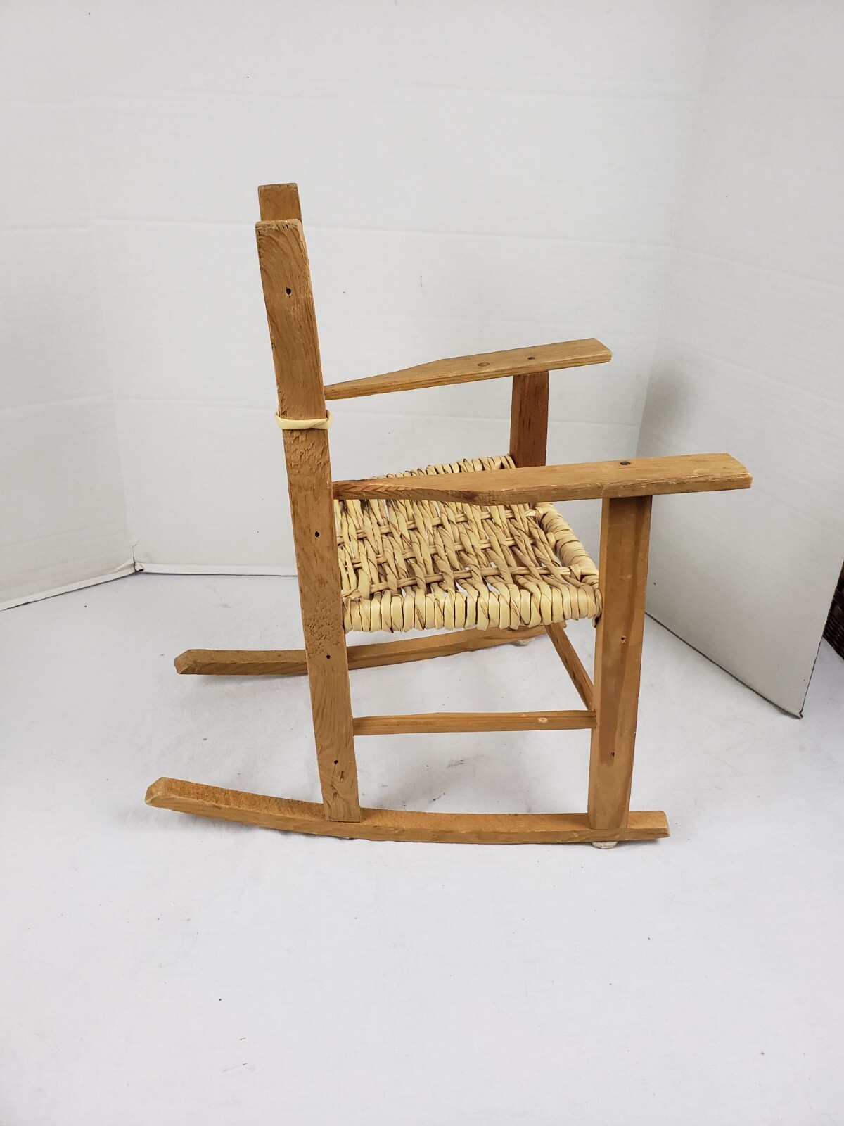 Vintage Wood and Wicker Doll Size Rocking Chair Small 19" T x 17" x 14 ...