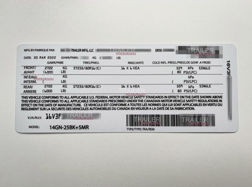 Big Tex Trailer Data Decal Sticker ID Tag Derated Downrated USA Custom ...