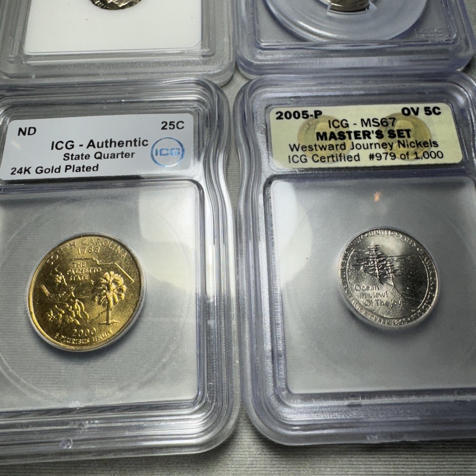 PCGS ICG ANACS INB Graded Lot 6 Slabbed US Coins Penny Nickels Quarters ...