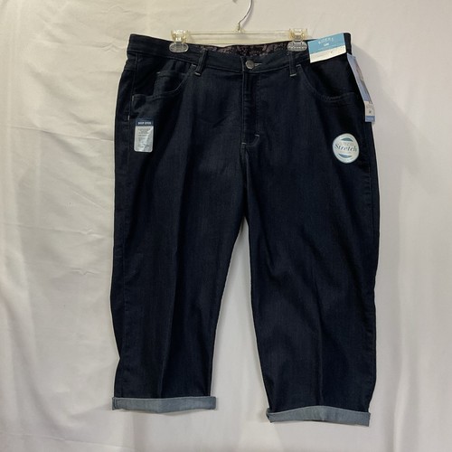 New Lee Riders Denim Capris Plus Size 20W SLENDER STRETCH Dark Capri ...