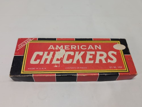 VTG Halsam 24pc Wood American Checkers #145H, Made in USA, Original Box ...